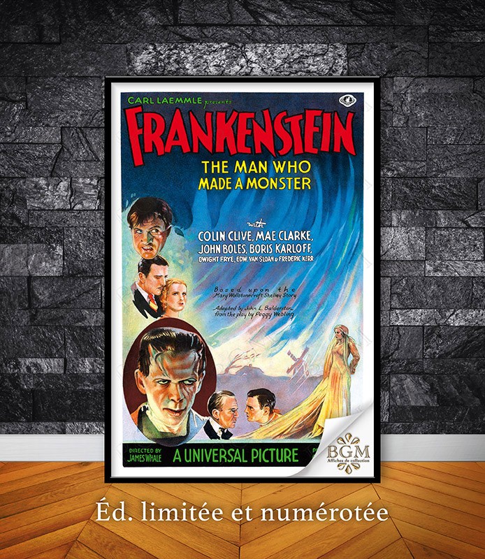 Affiche de collection FRANKENSTEIN (1931) Boris Karloff, James Whale