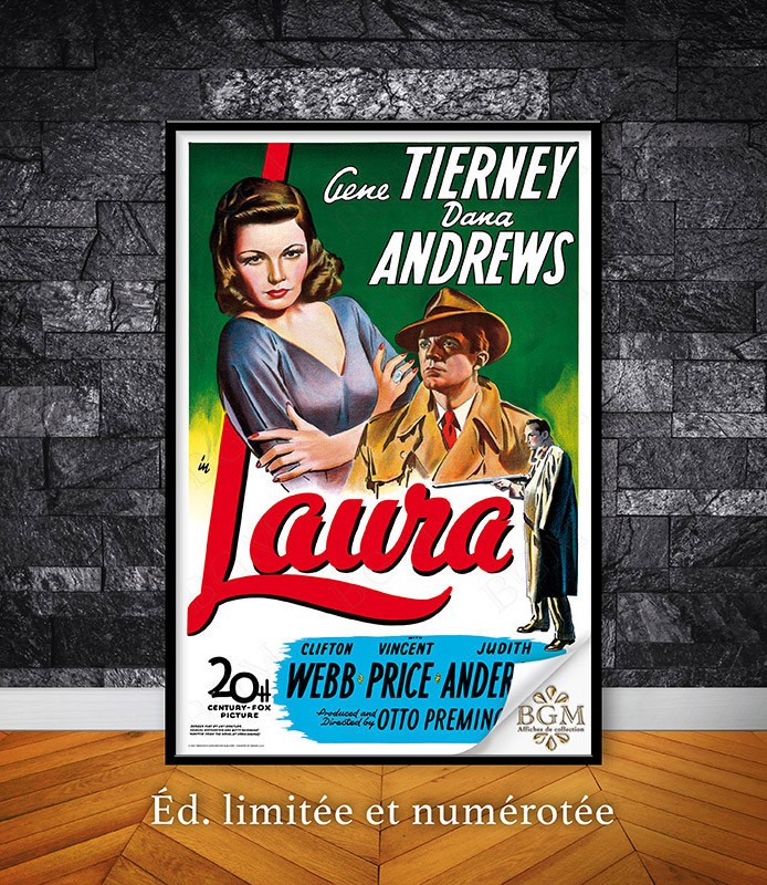 LAURA Collector's movie poster (1944) Gene Tierney, Otto Preminger ...